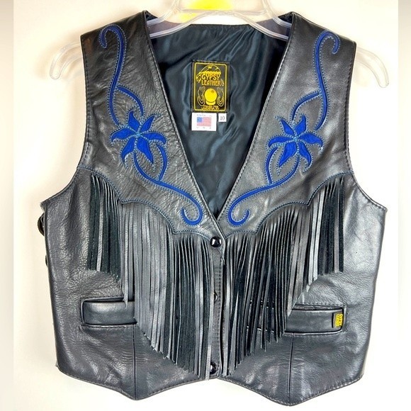 Jackets & Coats | Vintage Gypsy Leather Fringe Vest Western Cowboy ...